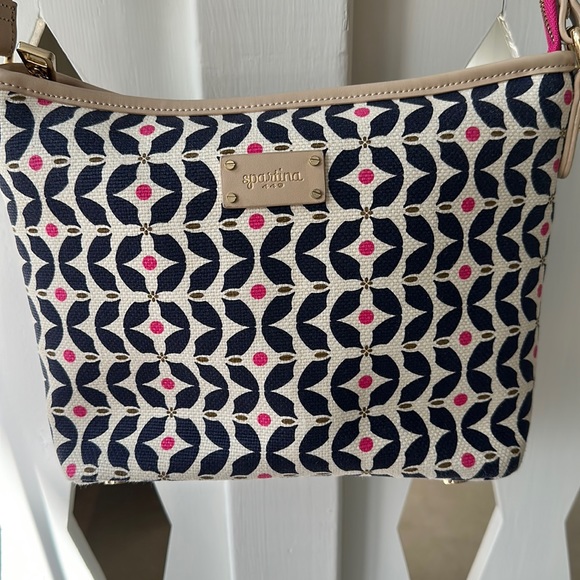 Spartina 449 | Bags | Spartina 449 Navy And Hot Pink Shoulder Bag With Zippers And Gold Hardware ...